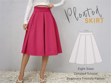 Pleated Skirt Sewing Pattern Pdf Sewingpattern Midi Wedding Skirt