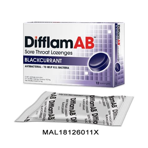 Difflamab Sore Throat Lozenges Blackcurrant Flavour Difflam