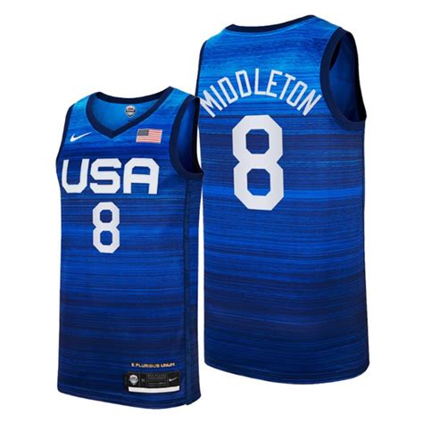 Usa Basketball 8 Khris Middleton 2021 Blue Tokyo Olympics Away Jersey