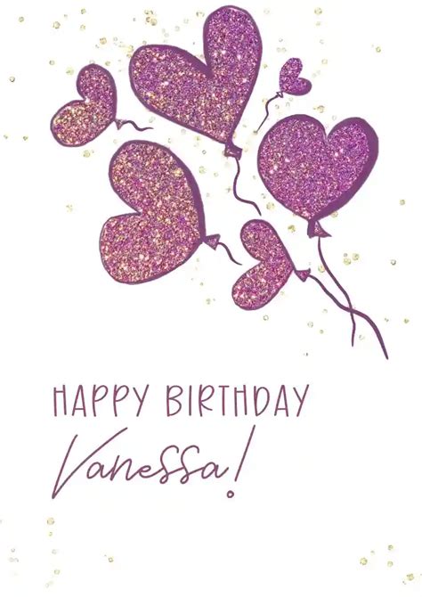 보라색 반짝이 하트 성인용 생일 카드 Invitanku