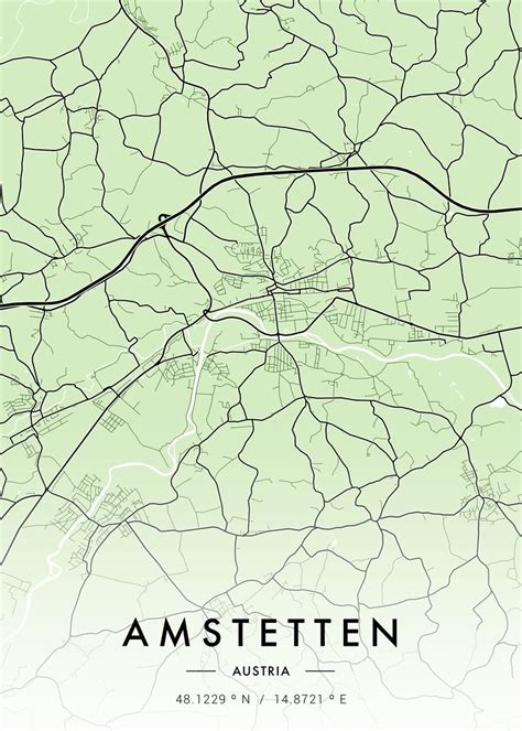Amstetten City Map Green Poster By Mvdz Graphic Design Displate