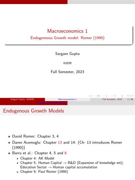 Romer Model Slides Pdf Economic Growth Macroeconomics