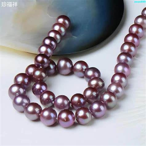 【項鏈】天然正品海水珍珠項鏈女紫色珍珠正圓強光高級感鎖骨鏈氣質鏈條潮 蝦皮購物