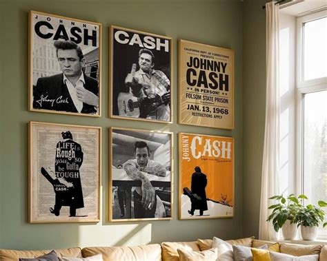 Ensemble Daffiches Johnny Cash Art Mural Musique Rétro Impressions