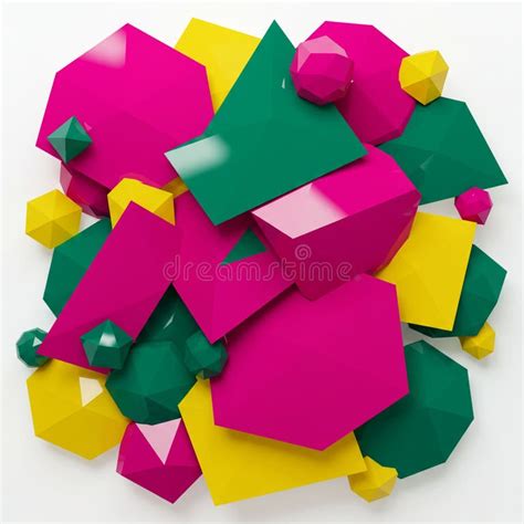 A Cluster Of Vibrant Geometric Shapes Featuring Large And Small