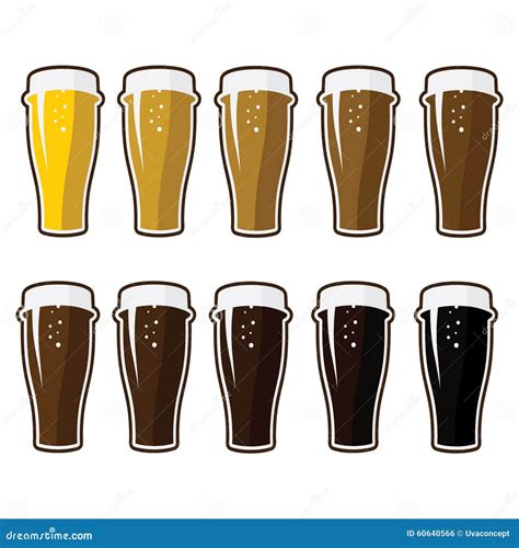 Glasses With Different Varieties Of Beer Stock Vector Illustration Of