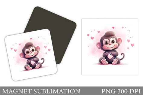 Cute Monkey Magnet Valentines Magnet Graphic By Shishkovaiv · Creative