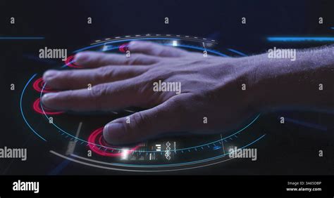 Image Of Mans Hand Touching Interactive Screen Reading Fingerprints