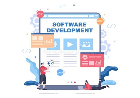 Software Development And Programming Code On Computer Vector