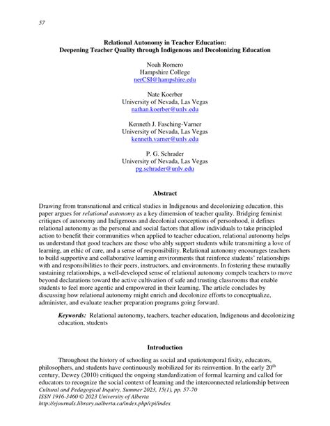 Pdf Relational Autonomy In Teacher Education Deepening Teacher