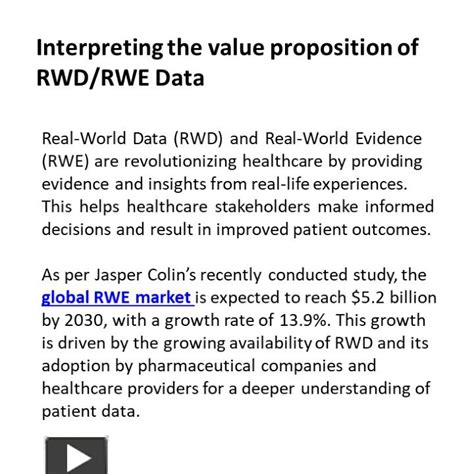 Interpreting The Value Proposition Of Rwd Rwe Data Presentation Free To Download