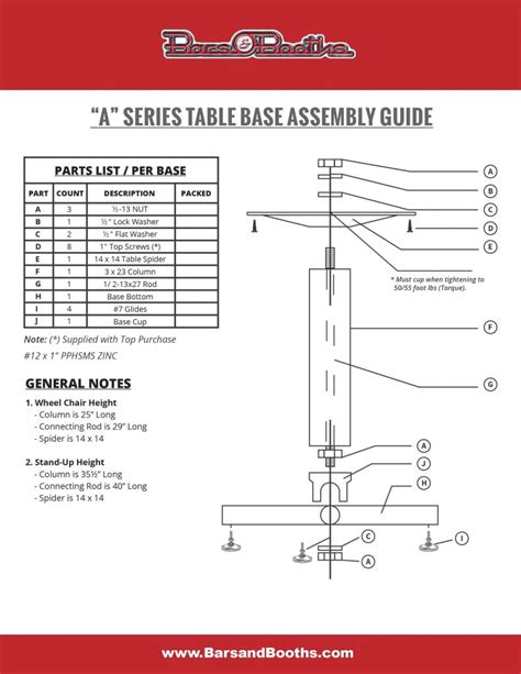 Table Base Assembly Bars And Booths