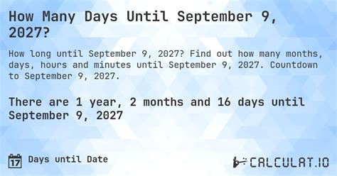How Many Days Until September 9 2027 Calculatio