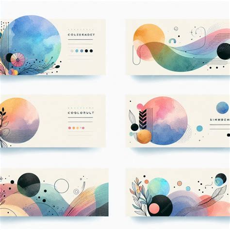 Premium Photo Modern Watercolor Colorful Headers Set Template Design