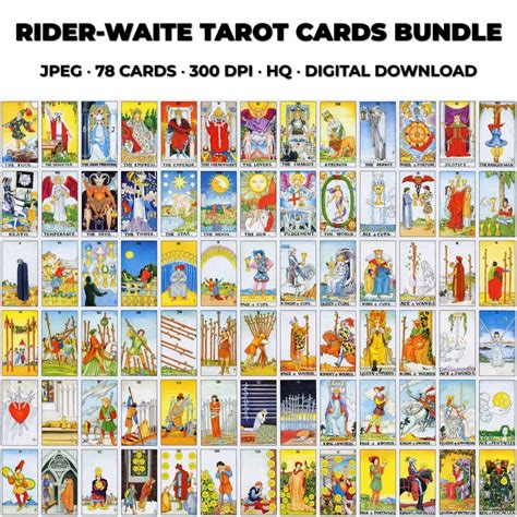 Rider Waite Tarot Deck 78 Card Printable Digital Download Etsy