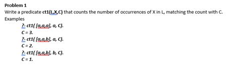 solved problem 1 write a predicate ct1 l x c that counts