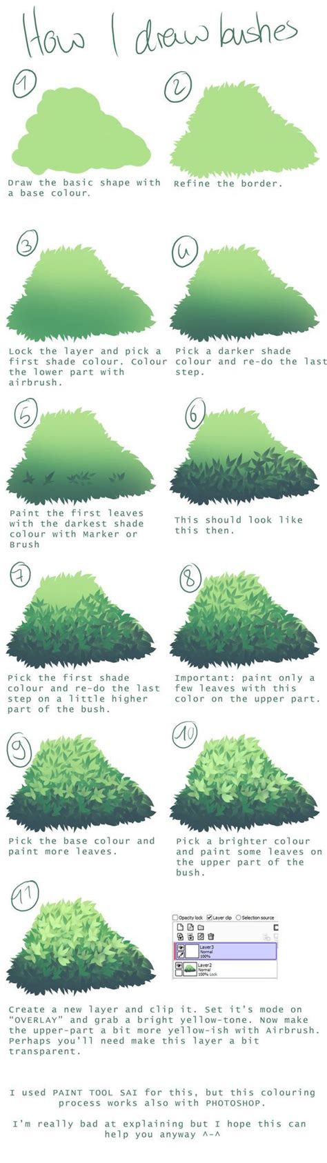 How I Draw Bushes Digital Art Tutorial Painting Tutorial Art Techniques