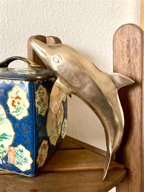 Brass Dolphin Figurine Solid Brass Ocean Sea Life Marine Etsy