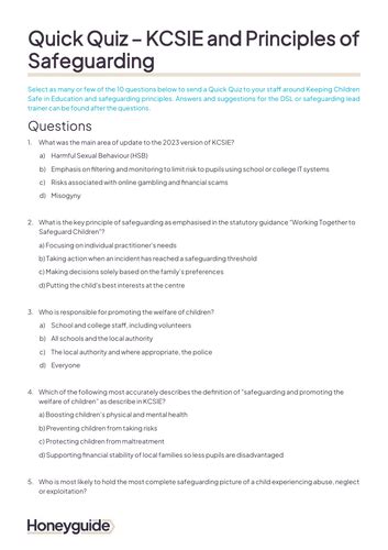 Safeguarding Quiz Pack Teaching Resources