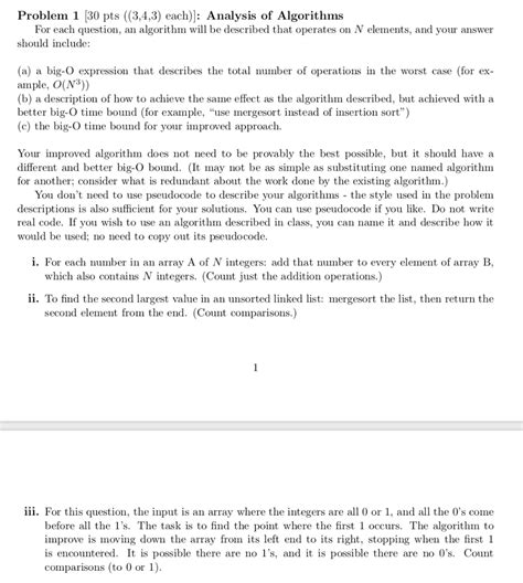 Problem 1 30 Pts 343 Each Analysis Of