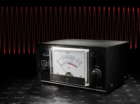 Red Sine Wave Behind A Two Way Radio Watt Meter Stock Image Image Of