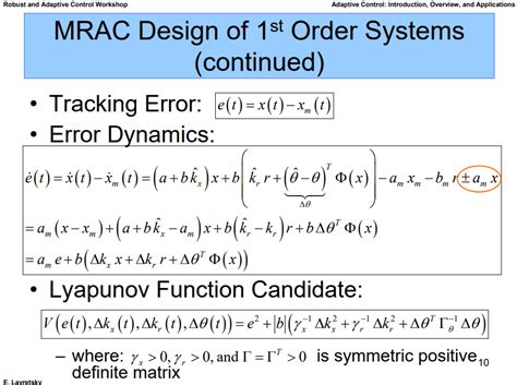 Model Reference Adaptive Control Lyapunov Derivation Rcontroltheory