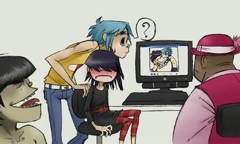 Noodle And 2d Kiss 2d And Noodle Gorillaz Art Gorillaz Fan Art