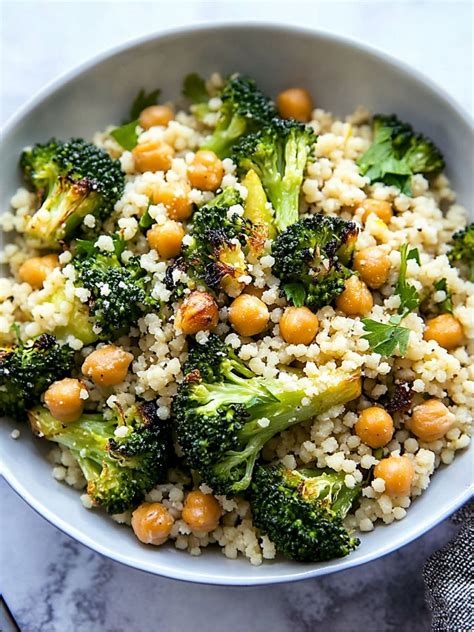 Lemon Couscous With Roasted Broccoli And Chickpeas
