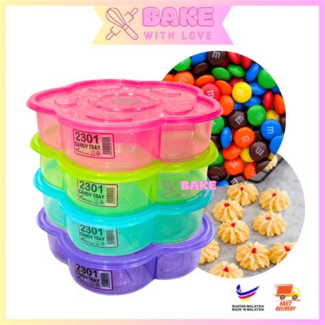 6 Compartments Flower Shape Candy Snacks Tray Bekas Kuih Raya Candy