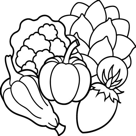 Organic Various Vegetable Coloring Pages Vegetable Outline For