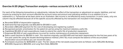 solved exercise 6 20 algo transaction analysis various
