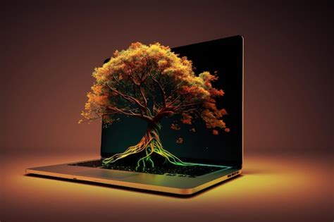 Premium Photo Tree On Laptop Screen Background Generative Ai