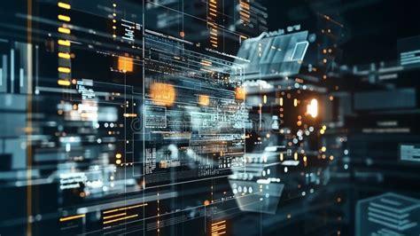 Futuristic Server Room Processing Big Data With Holographic Display