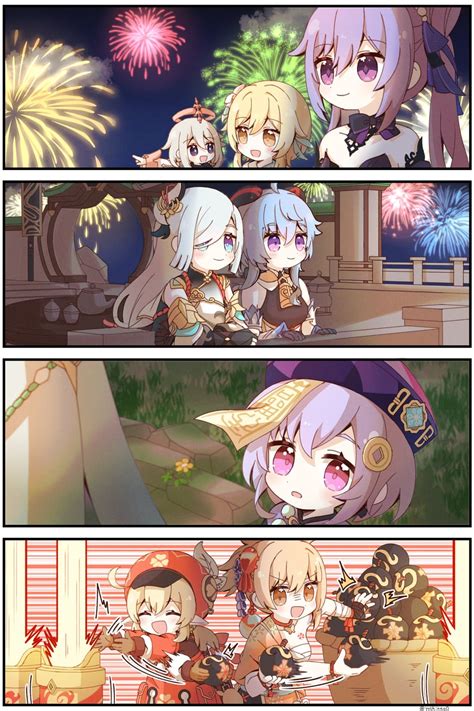 Ganyu Lumine Keqing Klee Paimon And 4 More Genshin Impact Drawn