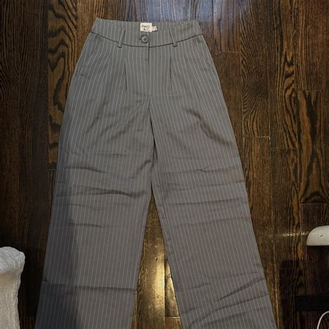 Grey And White Pinstripe Trousers Depop