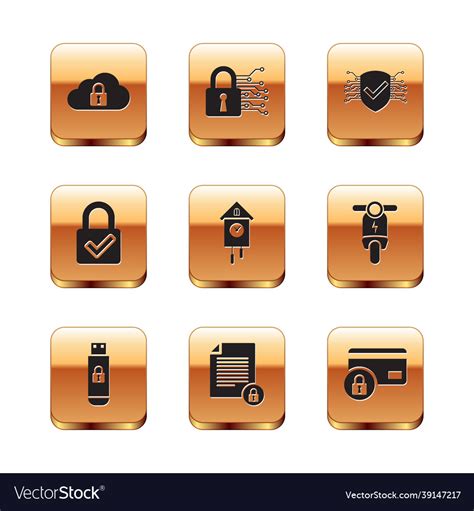 Set Cloud Computing Lock Usb Flash Drive Vector Image