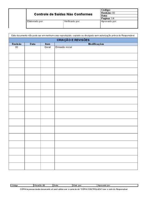 Controle De Produto De Saídas Não Conforme Pdf Qualidade Negócios