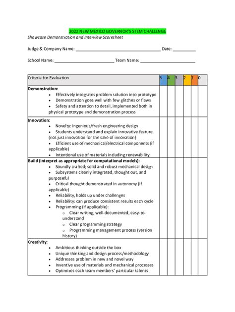 Fillable Online Showcase Demonstration And Interview Scoresheet Fax Email Print Pdffiller