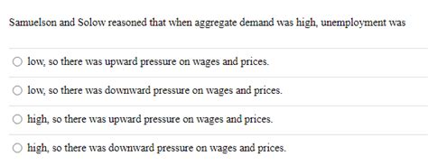 Solved Samuelson And Solow Reasoned That When Aggregate