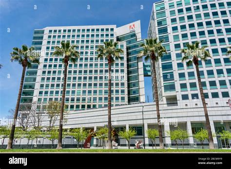 Adobe Logo Is Displayed On Adobe Inc Office Headquarters Towers Logo