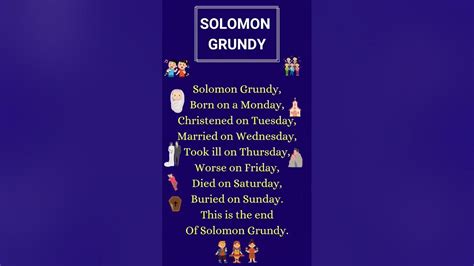 Solomon Grundy Nursery Rhyme Nurseryrhymes Poem Preschoolsong Youtube