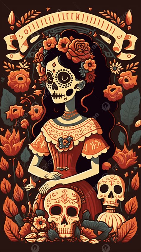 Day Of The Dead Skull Girl Art