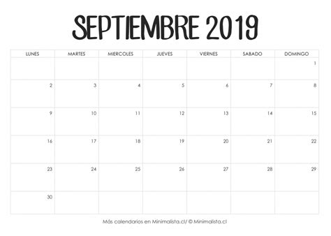 Calendario Septiembre Imprímelo A Color