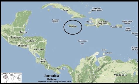 Mapa De Relieve De Jamaica En Centroamérica Y El Caribe