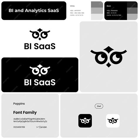 Premium Vector Monochrome Business Logo With Branding For Bi And Analytics Saas Owl Icon