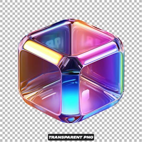 Premium Psd Iridescent 3d Abstract Soft Cube Shape Png Isolated