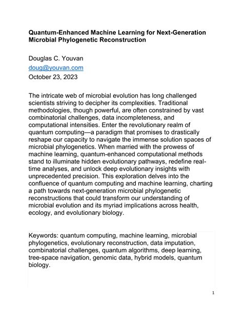 Pdf Quantum Enhanced Machine Learning For Next Generation Microbial