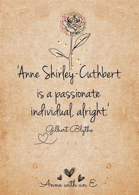 Gilbert Blythe Quote Anne Shirley Passion