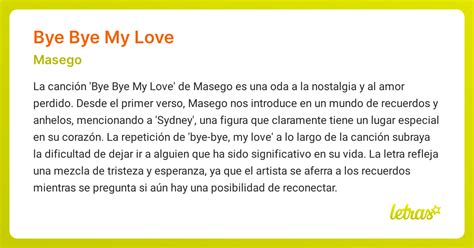 Significado De La Canción Bye Bye My Love Masego Letras Com