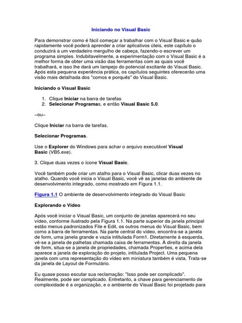 Iniciando No Visual Basic Pdf Basic Janela Informática